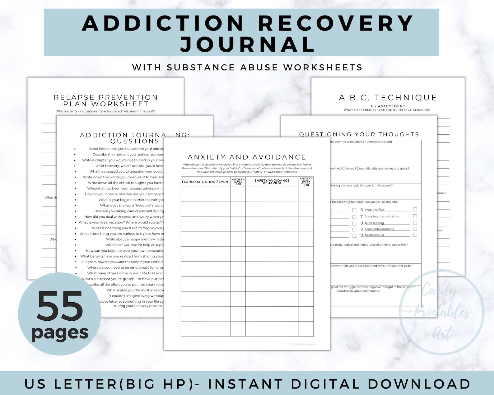 Addiction Recovery Worksheets, Substance Use Therapy, Sobriety Workbook ...