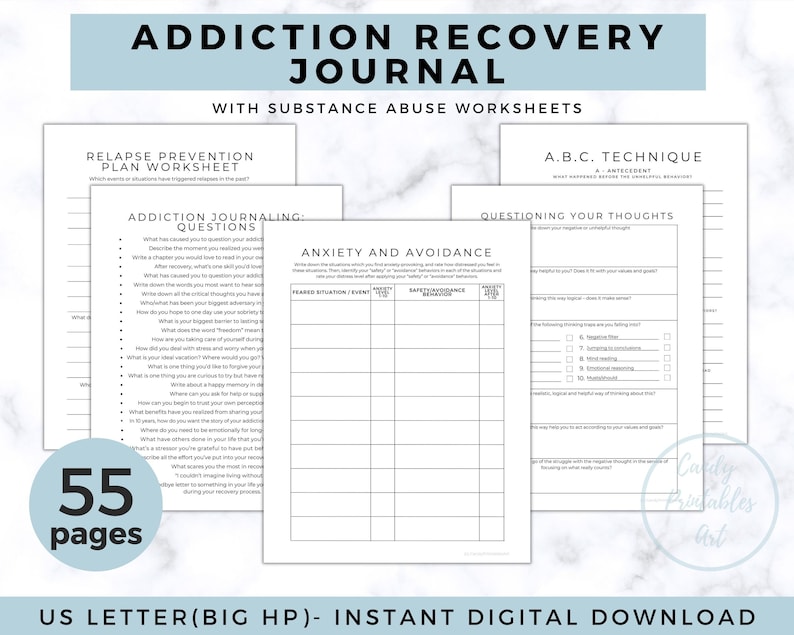 Addiction Recovery Worksheets Substance Use Therapy Sobriety - Etsy