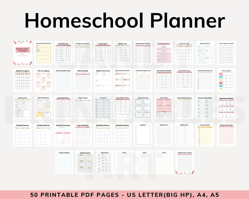 Homeschool Planner Printable, Lesson Planner for Multiple Kids (instant ...