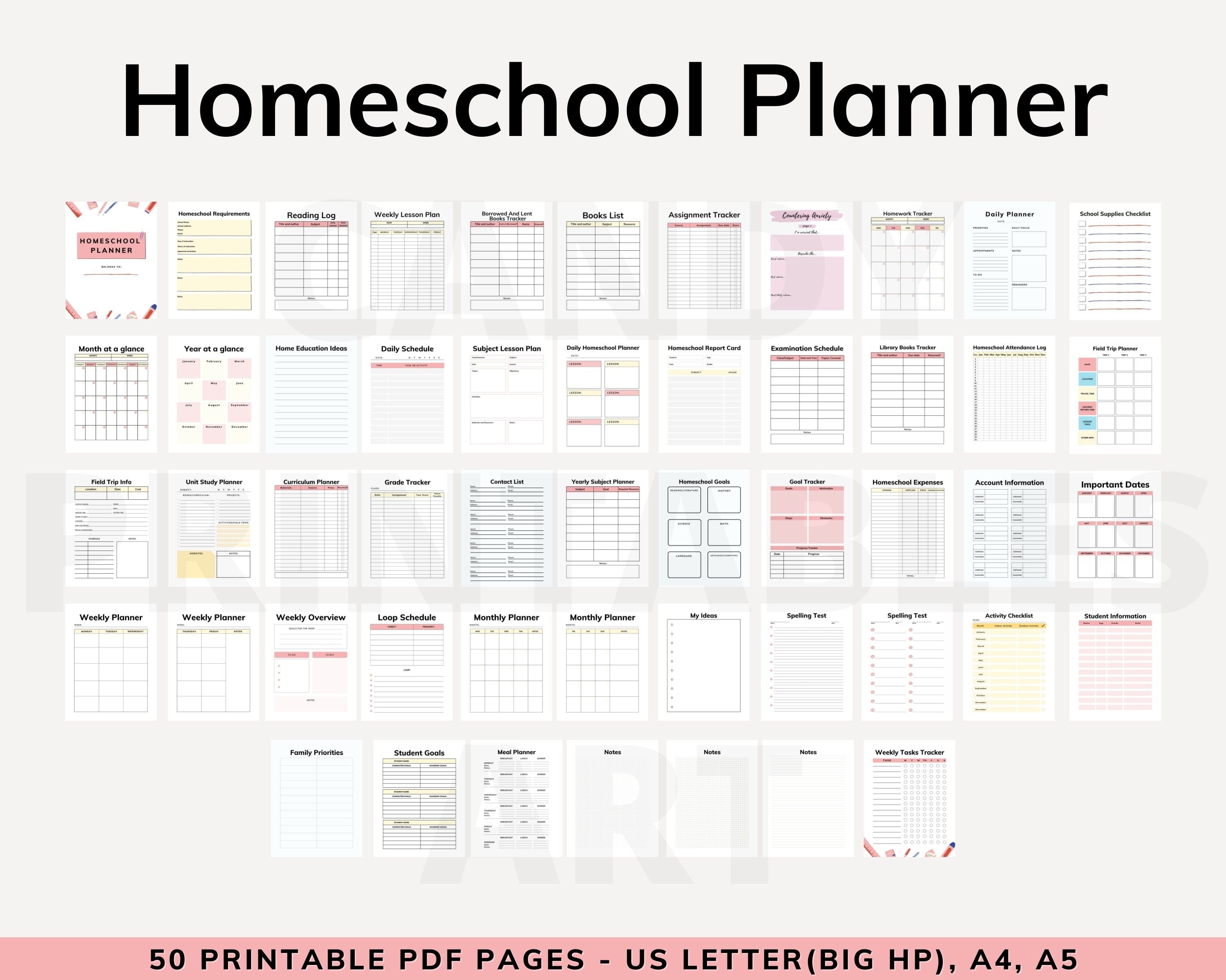 Homeschool Planner Printable, Lesson Planner for Multiple Kids (instant ...