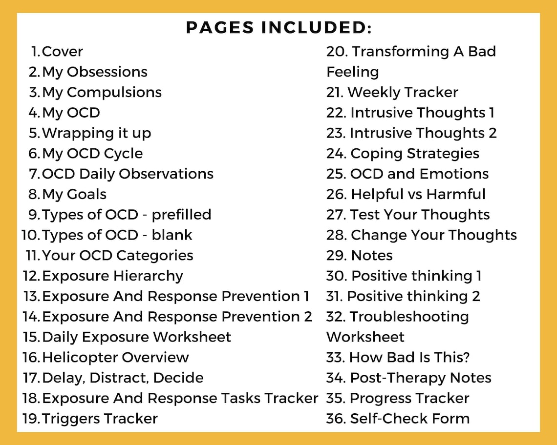 OCD Workbook OCD Therapy Planner Printable Obsessive - Etsy