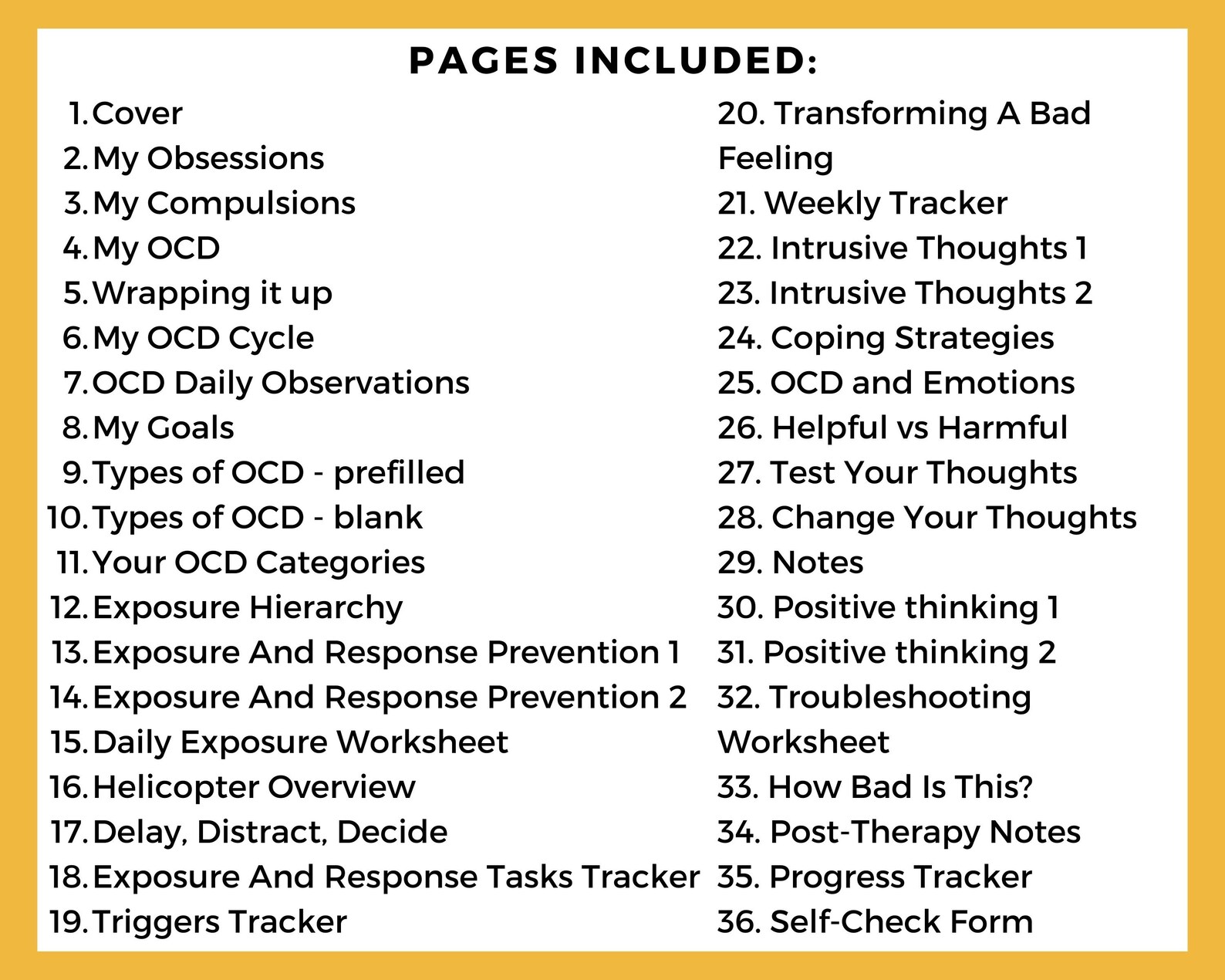 OCD Workbook OCD Therapy Planner Printable Obsessive Compulsive ...