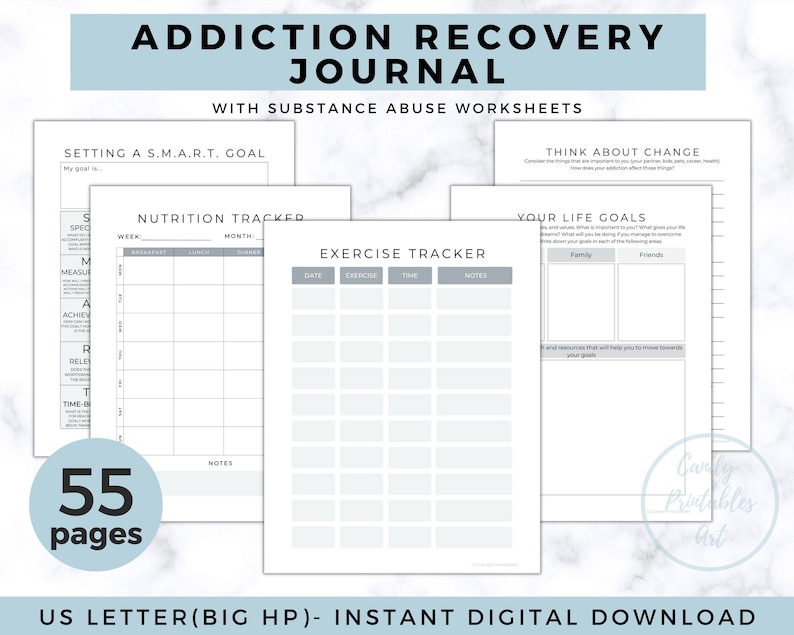 Addiction Recovery Worksheets, Substance Use Therapy, Sobriety Workbook ...
