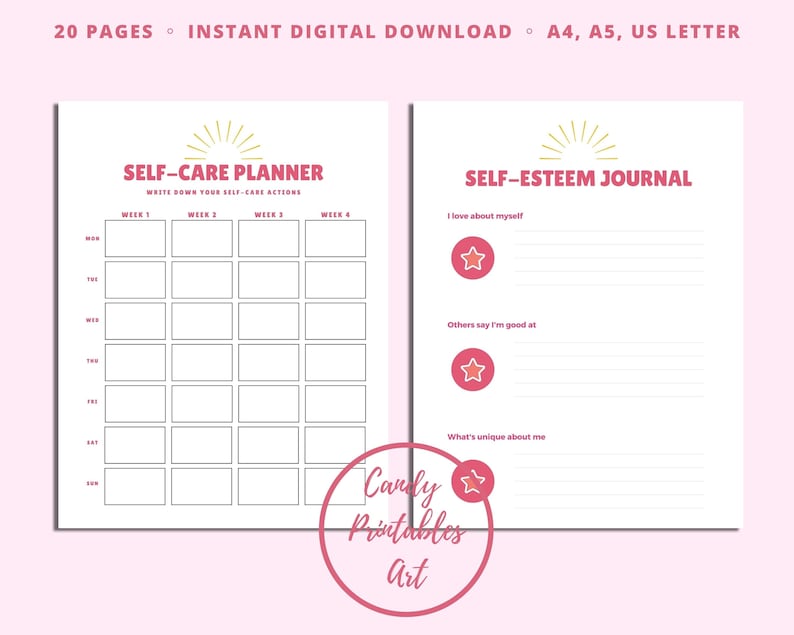 Self Love Journal Self Care Growth Planner Wellness Workbook - Etsy