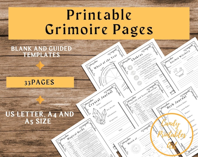 Blank Grimoire Pages Printable, BOS Sheet, Herbs and Crystals ...