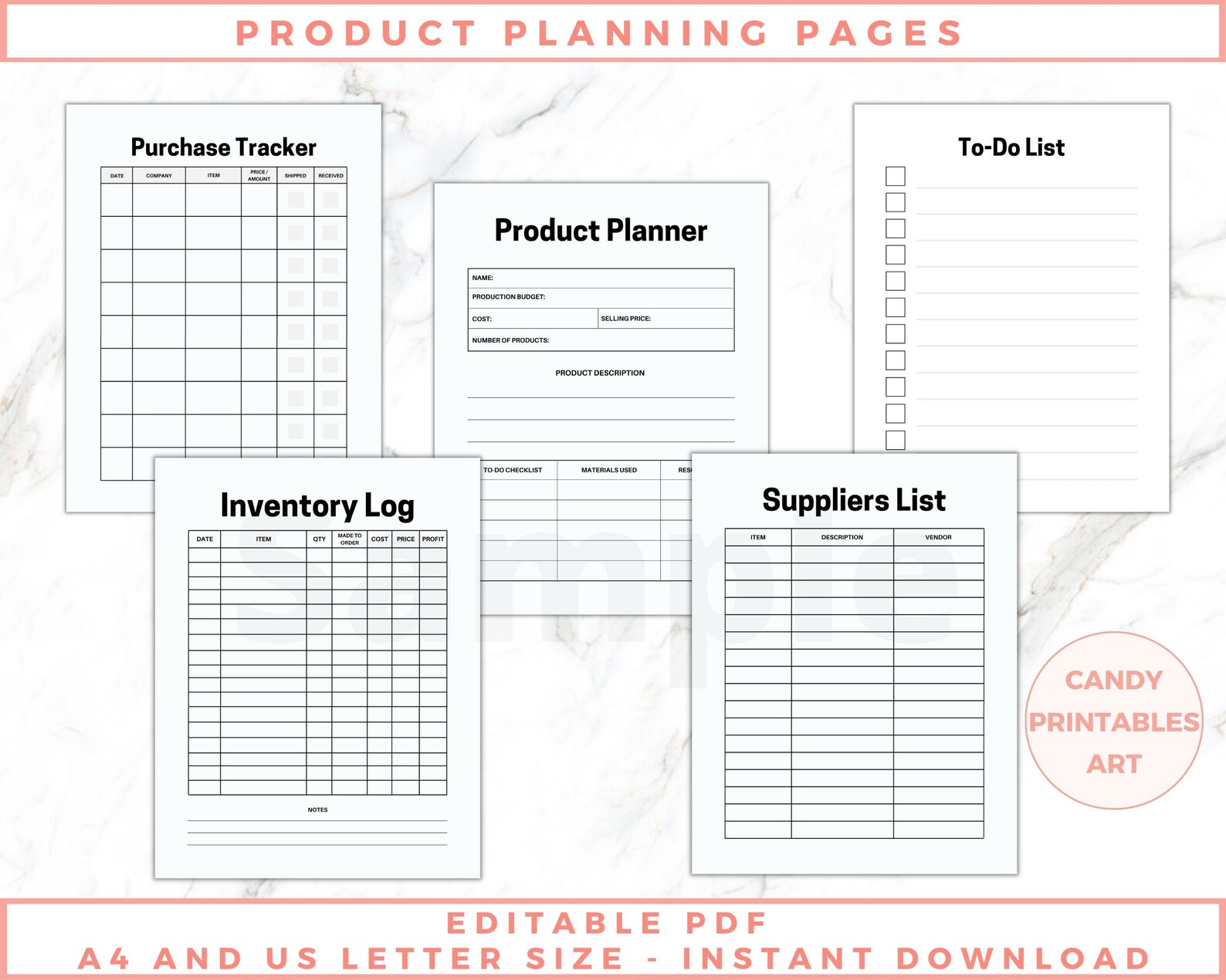 Craft Business Planner, Small Business Template for Shows & Fairs ...