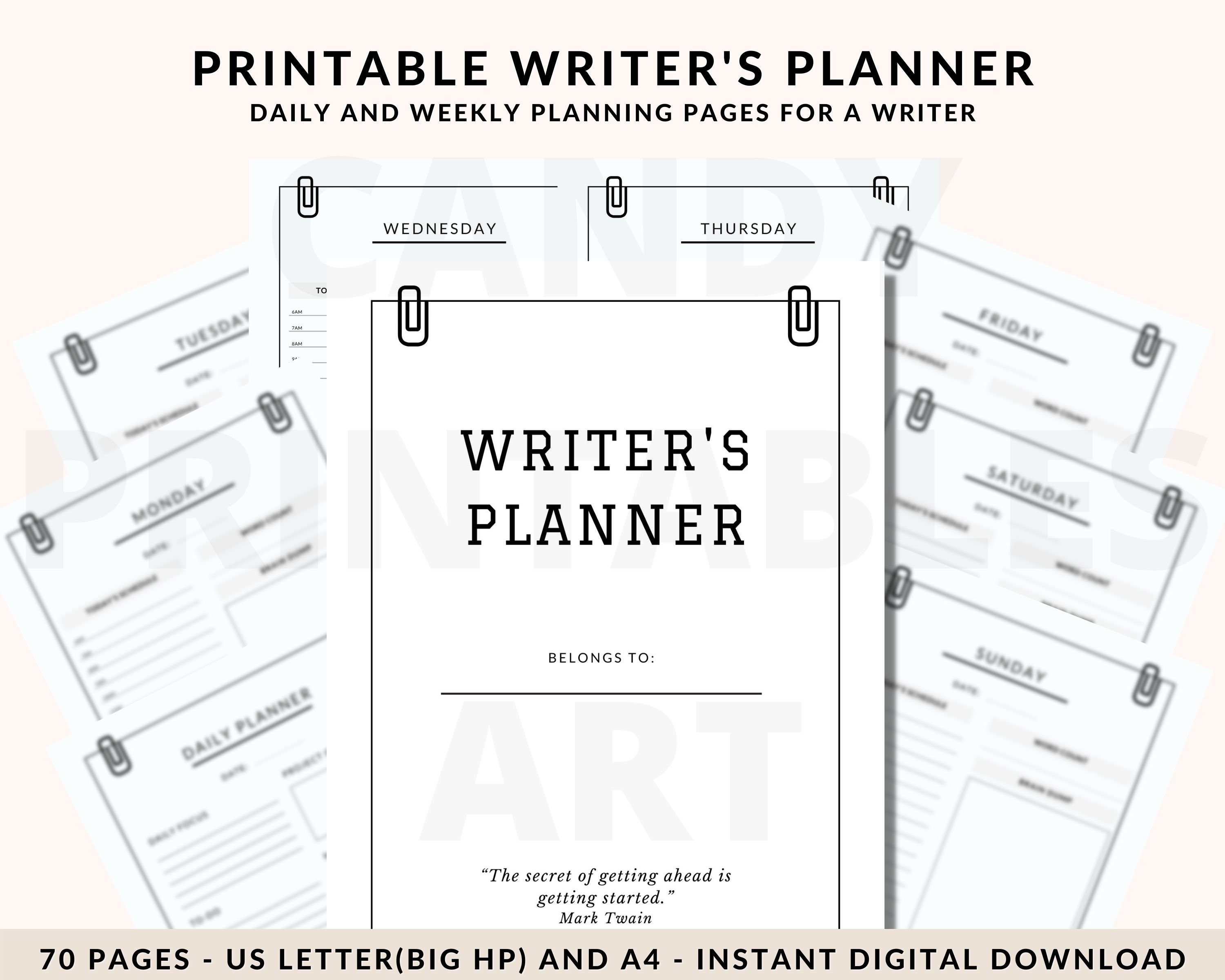 Novel Writing Planner: Author Workbook, Story Outline Template (PDF ...