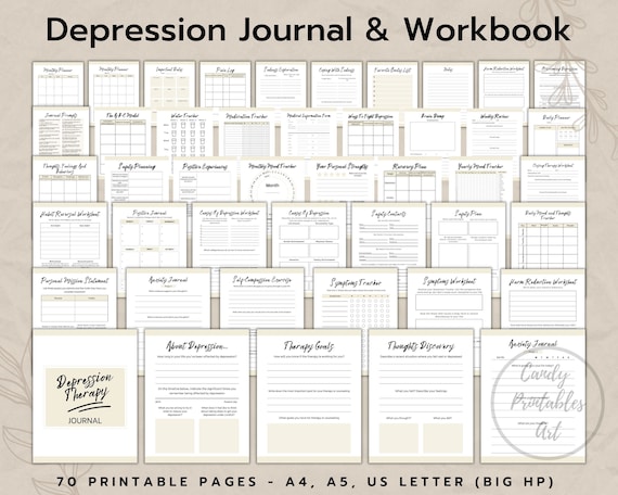 Depression Therapy Journal for Mental Health With Mood Tracker - Etsy UK