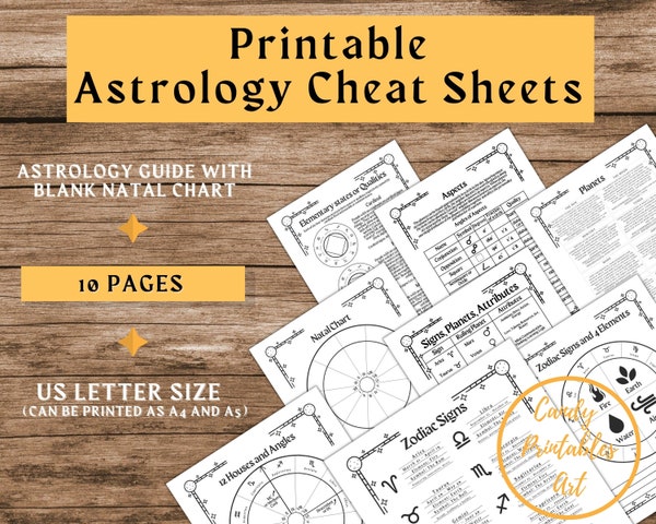 Astrology Cheat Sheet, Basics of Astrology Printable Pages, Birth Chart ...