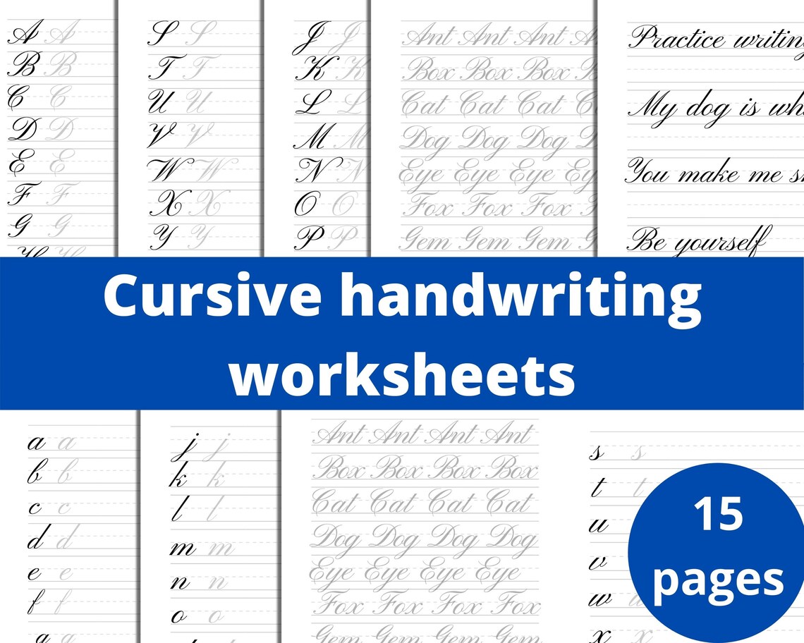 Handwriting Worksheet Printable Cursive Practice Penmanship - Etsy
