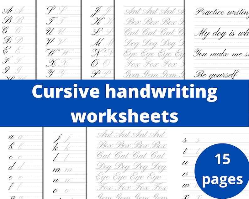 Handwriting Worksheet Printable Cursive Practice Penmanship - Etsy