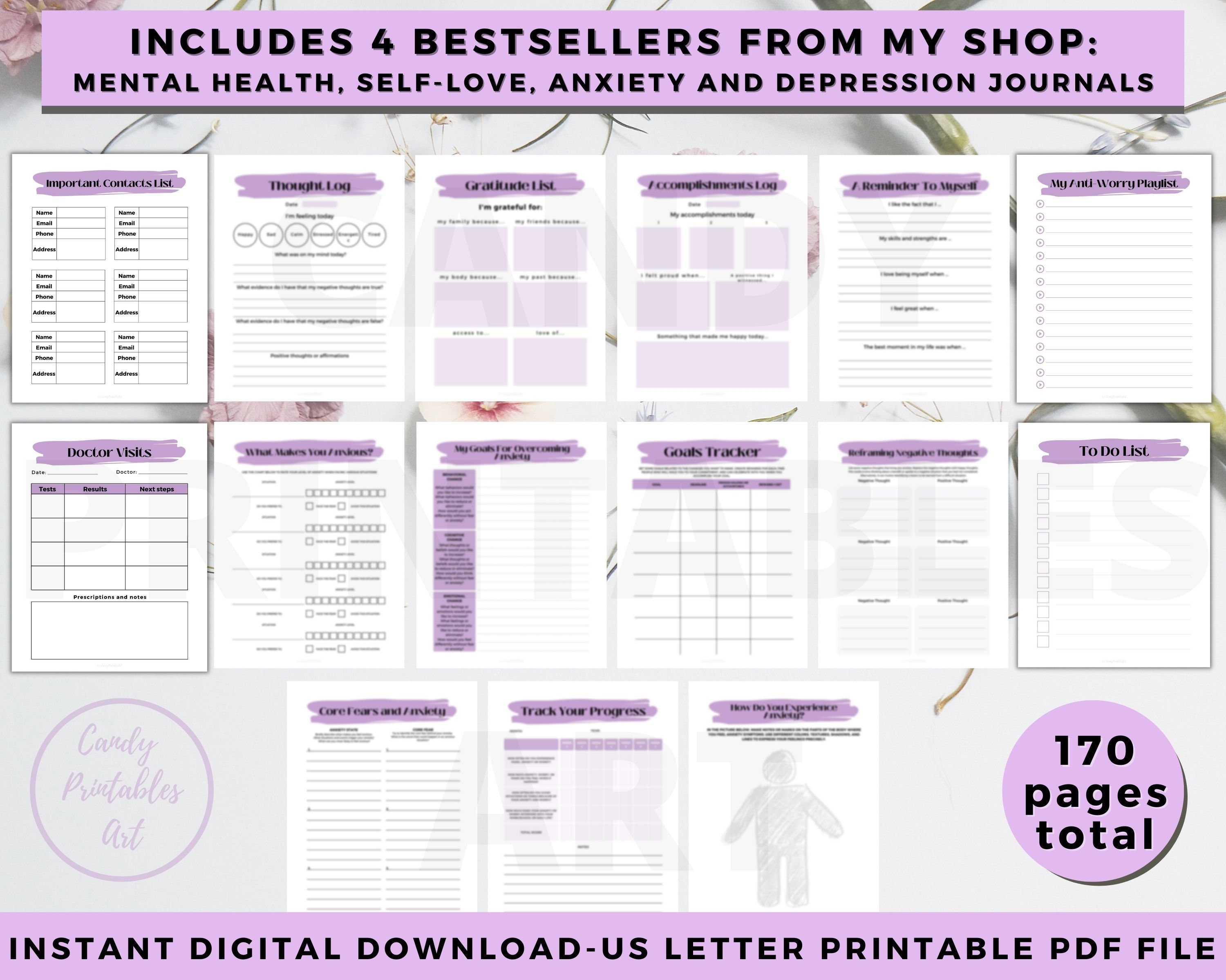 Mental Health Journal Bundle: DBT, CBT Worksheets & Prompts (PDF ...