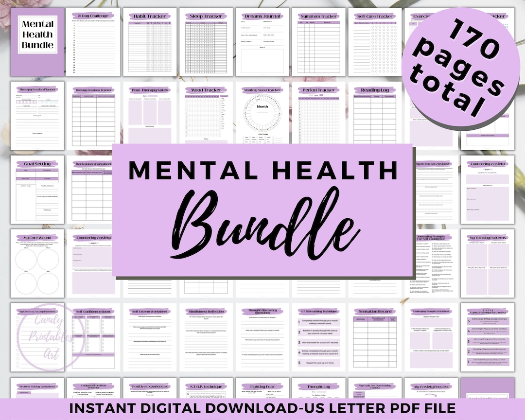 Mental Health Journal Bundle: Self-care Planner, Anxiety & Wellness ...