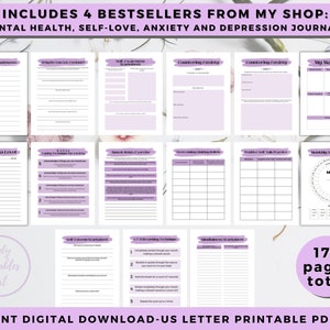 Mental Health Journal Bundle: Self-care Planner, Anxiety & Wellness ...