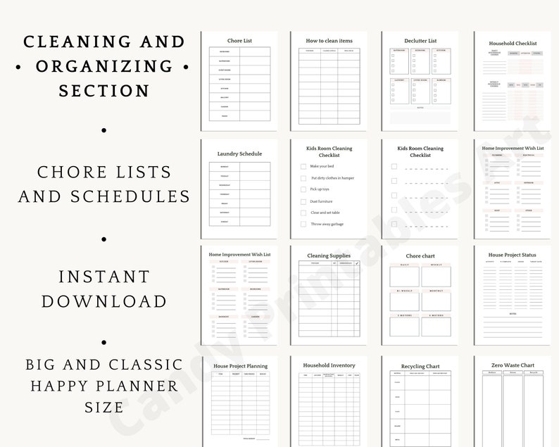 Home Management Binder Printable Checklists for Household - Etsy