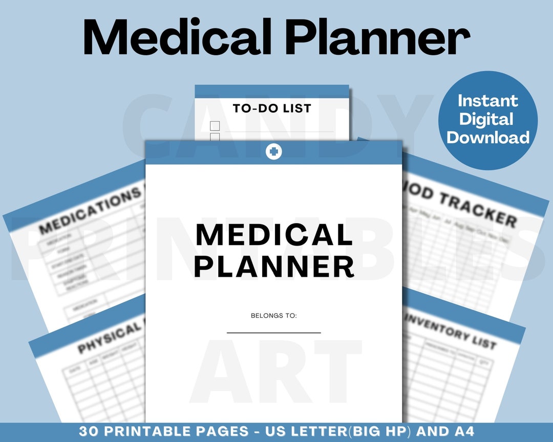 Medical Planner and Information Binder, Printable Family Healthcare ...