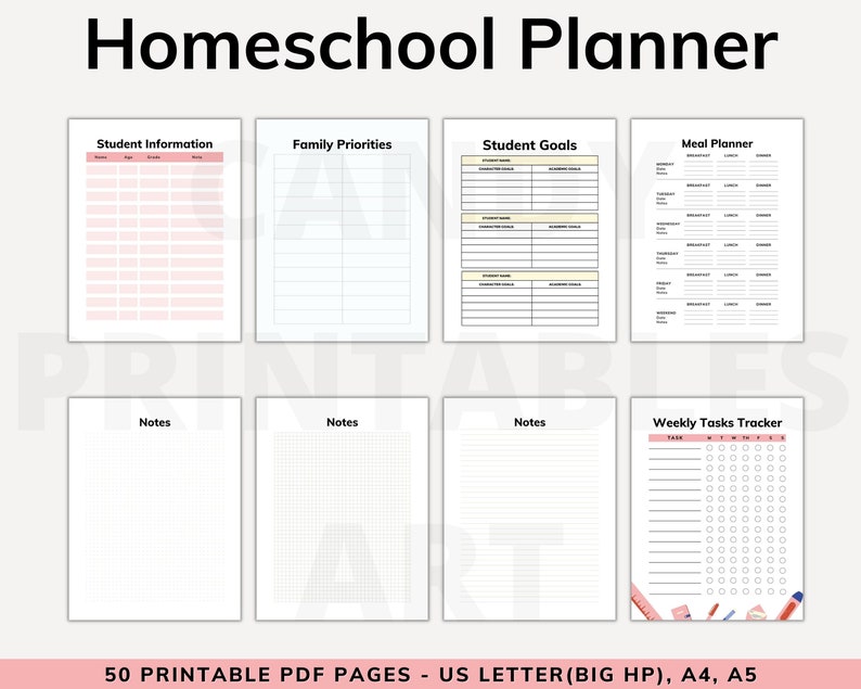 Homeschool Planner Printable, Lesson Planner for Multiple Kids (instant ...