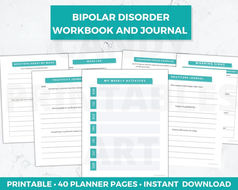 Bipolar Disorder Journal Bipolar Mood Tracker Daily - Etsy