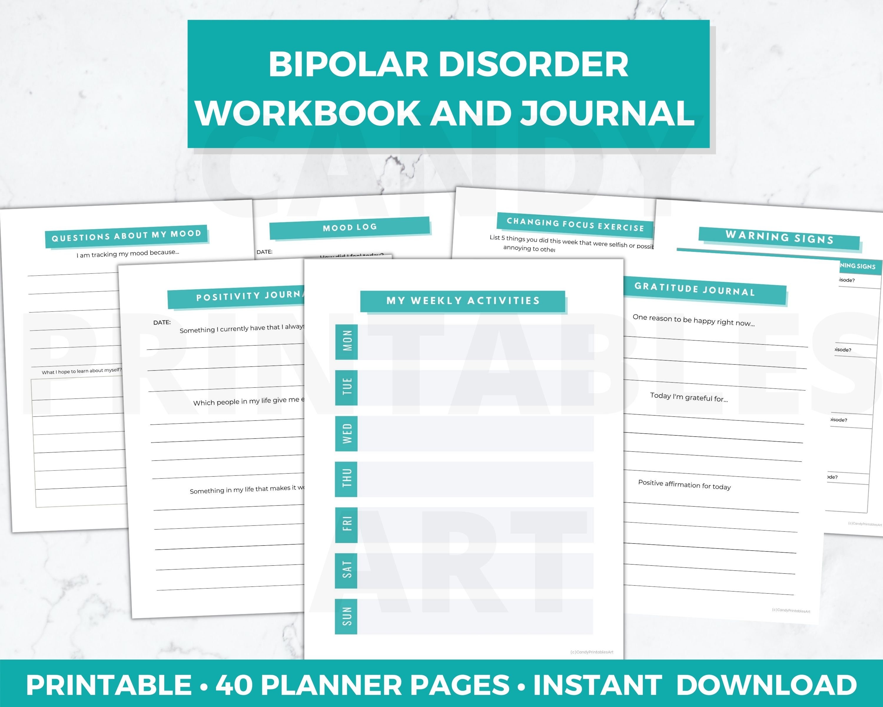 Bipolar Disorder Journal Bipolar Mood Tracker Daily - Etsy