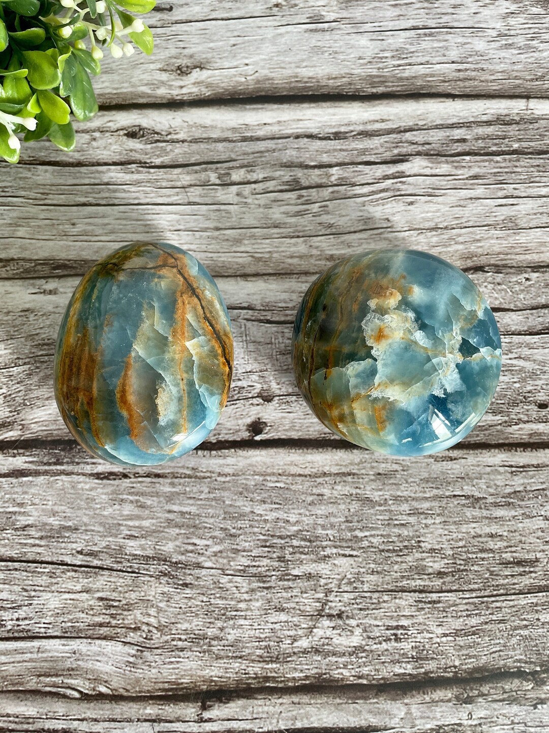 RARE Blue Onyx Palm Stones | Lemurian Aquatine Calcite Crystal Palm Stones | Gems & Minerals ...