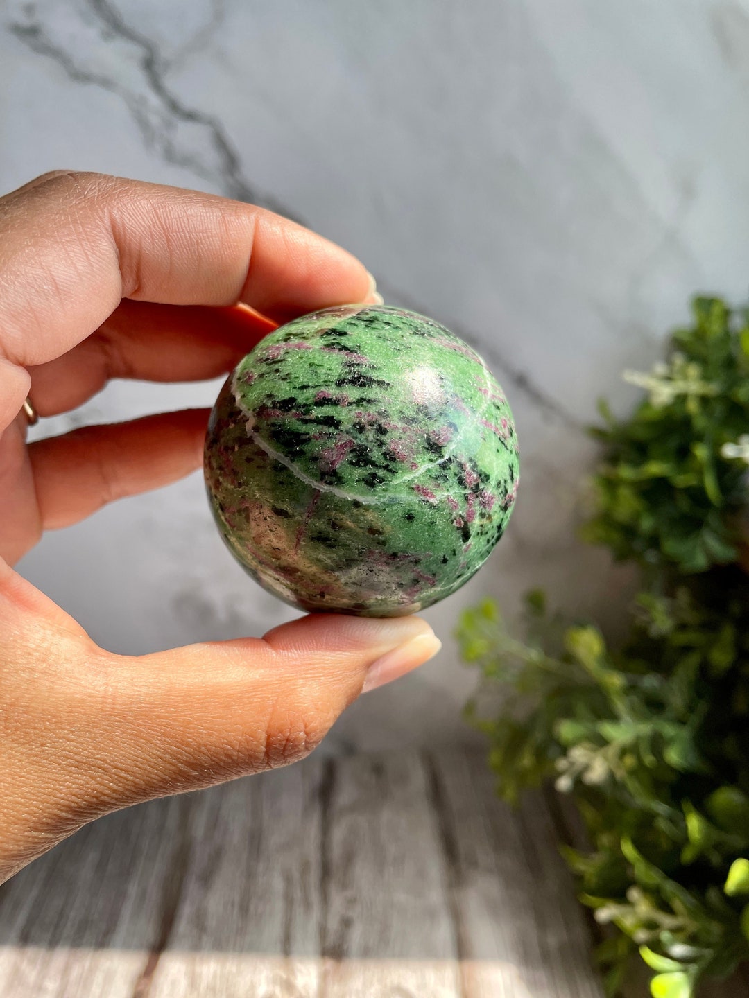 Ruby Zoisite Sphere W/ FREE Plastic Stand | UV Reactive Crystals | Crystal Collector | Gems ...