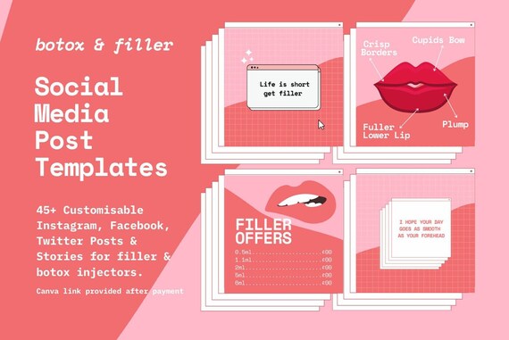Lip Filler Instagram Post Templates Beauty Social Media | Etsy
