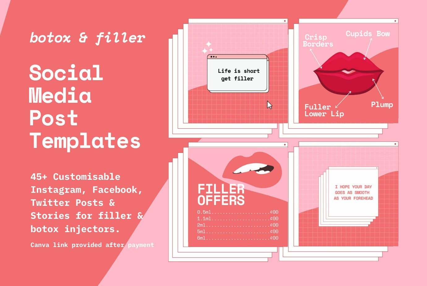 Lip Filler Instagram Post Templates | Beauty Social Media Posts | Botox ...
