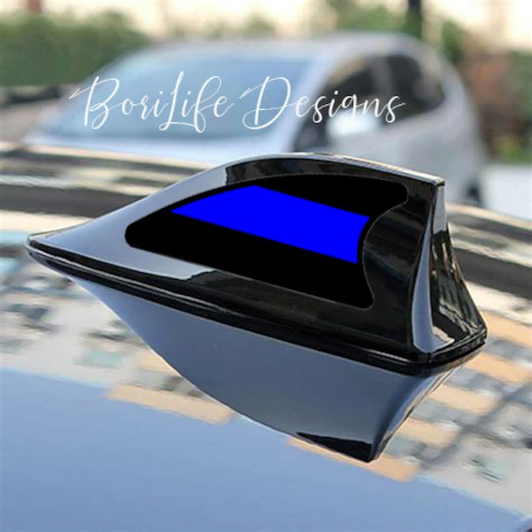 Set of Blue Line Automobile Shark Fin Sticker Design, Car Antenna ...