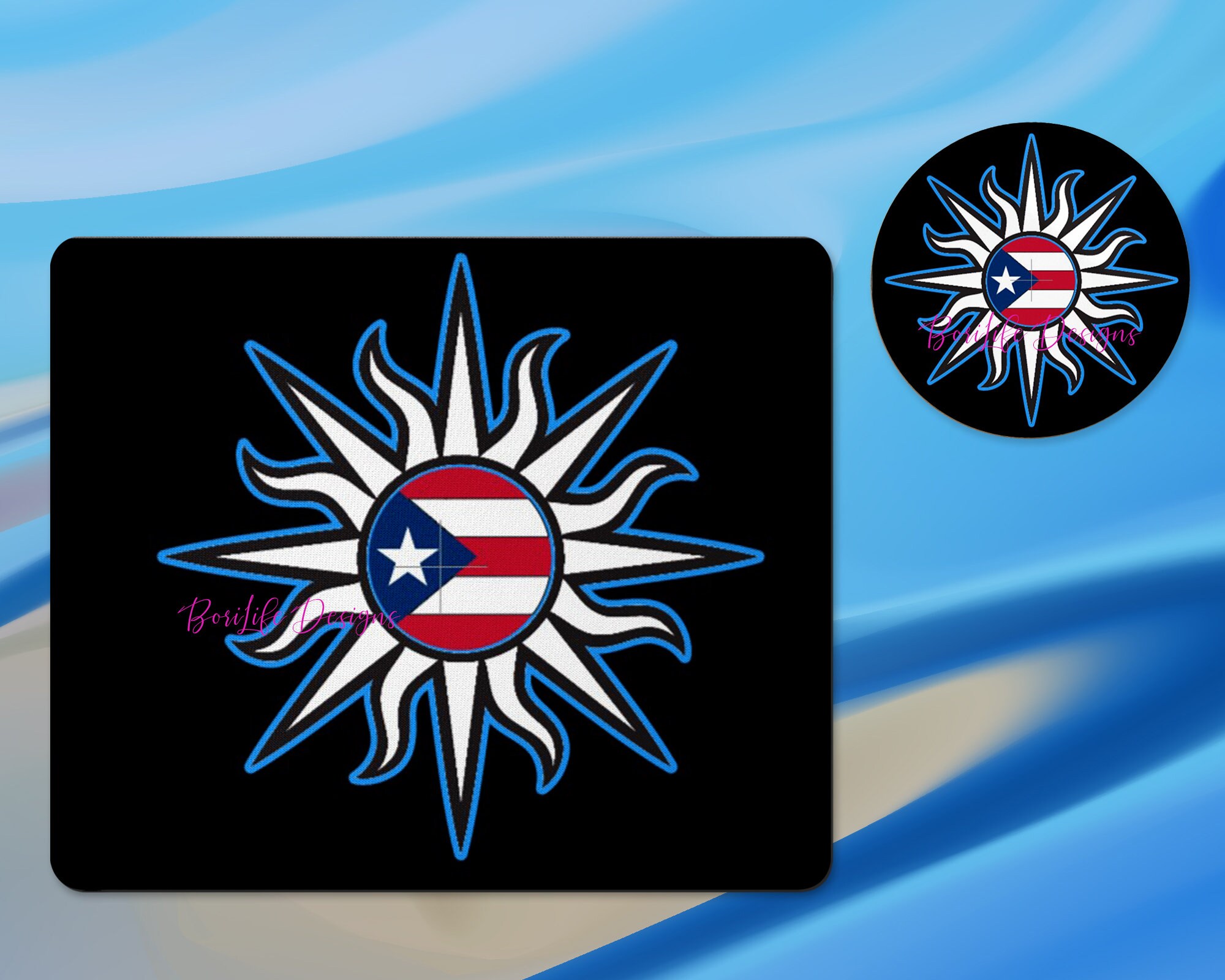 Personalized Puerto Rico Flag Star Mousepad and Matching Coaster Set - Etsy