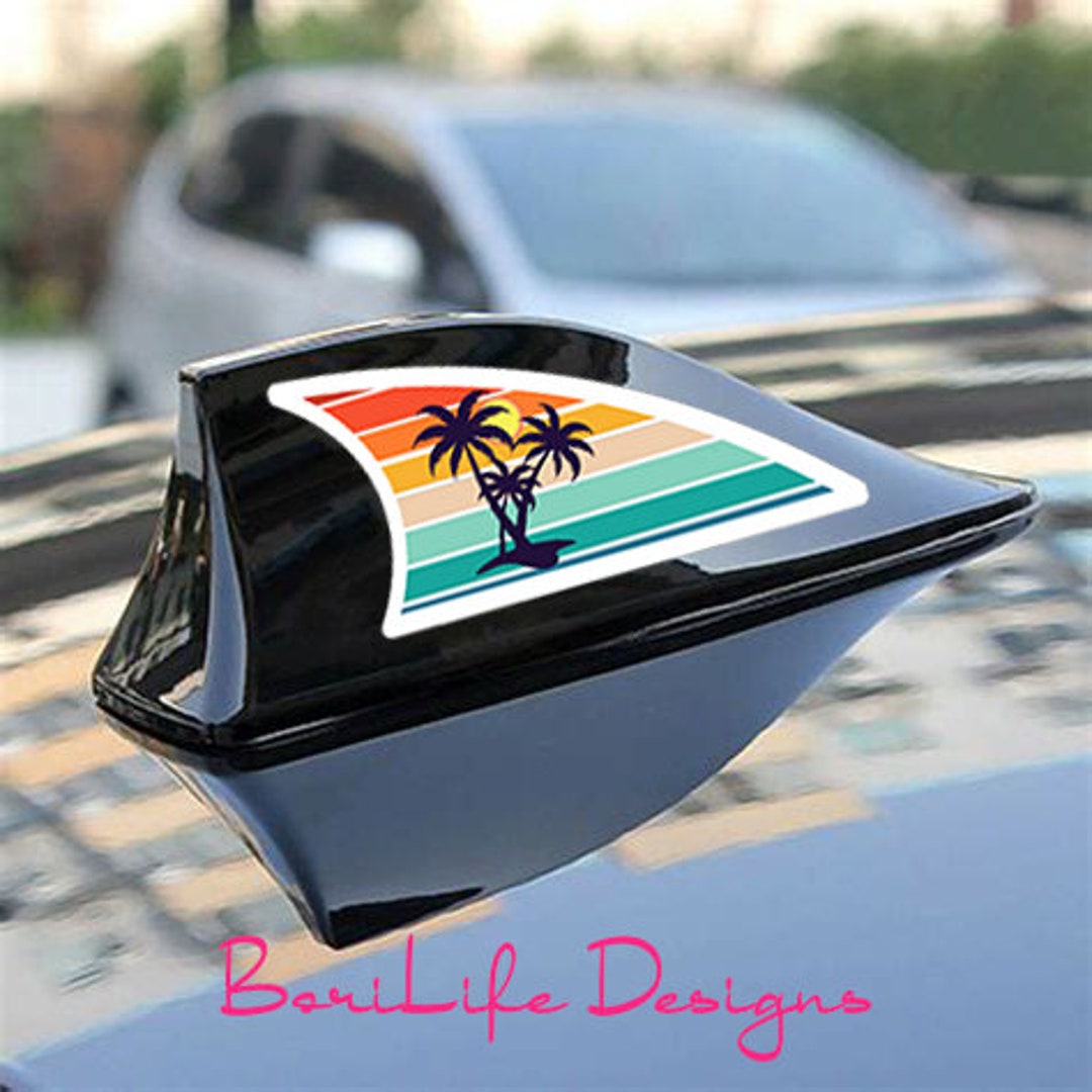 Set of Tropical Design Sunset Palm Trees Automobile Shark Fin Sticker ...