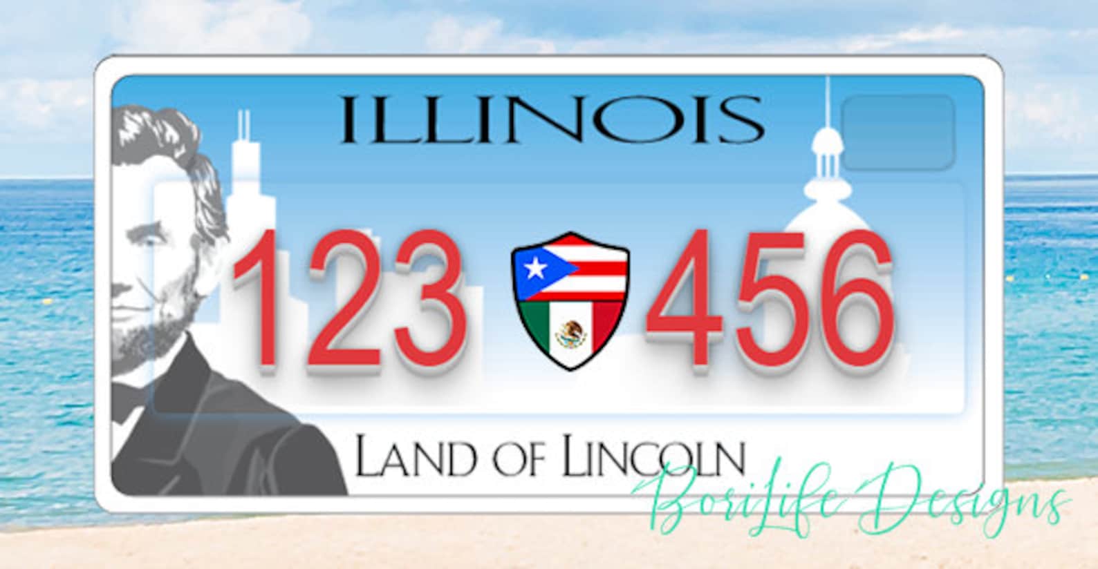 Personalized Puerto Rico & Mexico Flags Shield Design Sticker, PR, MX ...