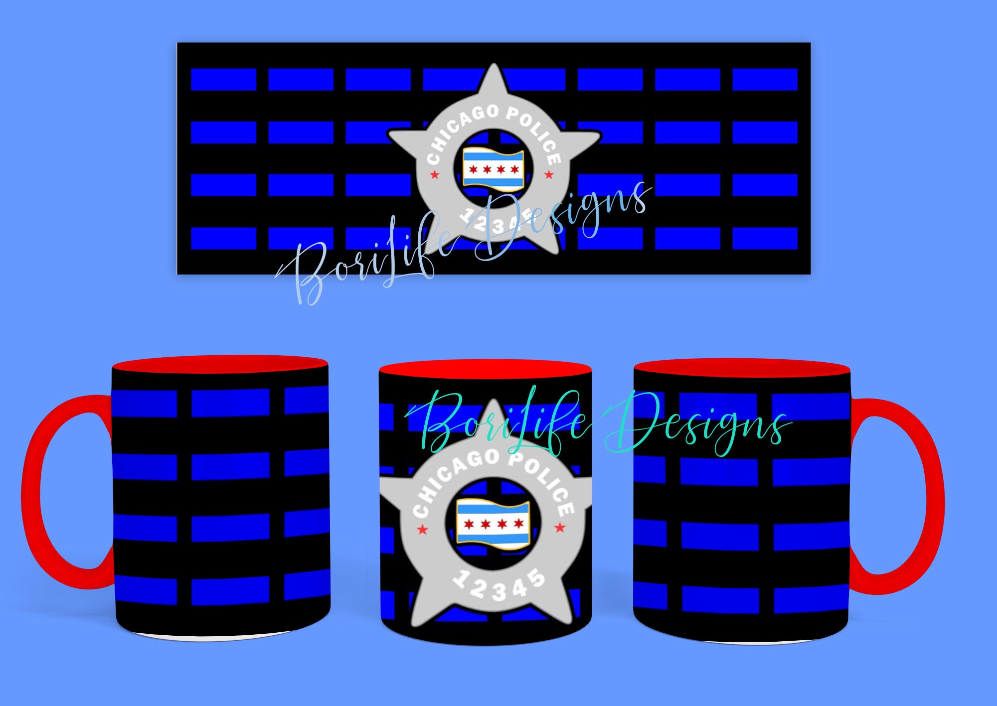 CPD Thin Blue Line Design Chicago Police Star With Waving Blue Line ...