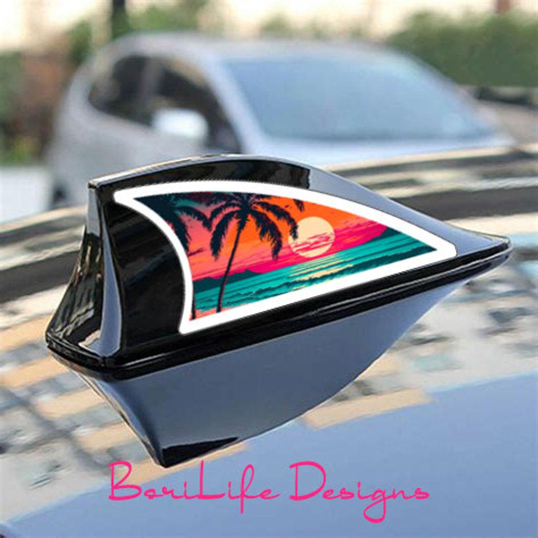 Set of Beach Sunset Automobile Shark Fin Stickers Design, Car Shark Fin ...