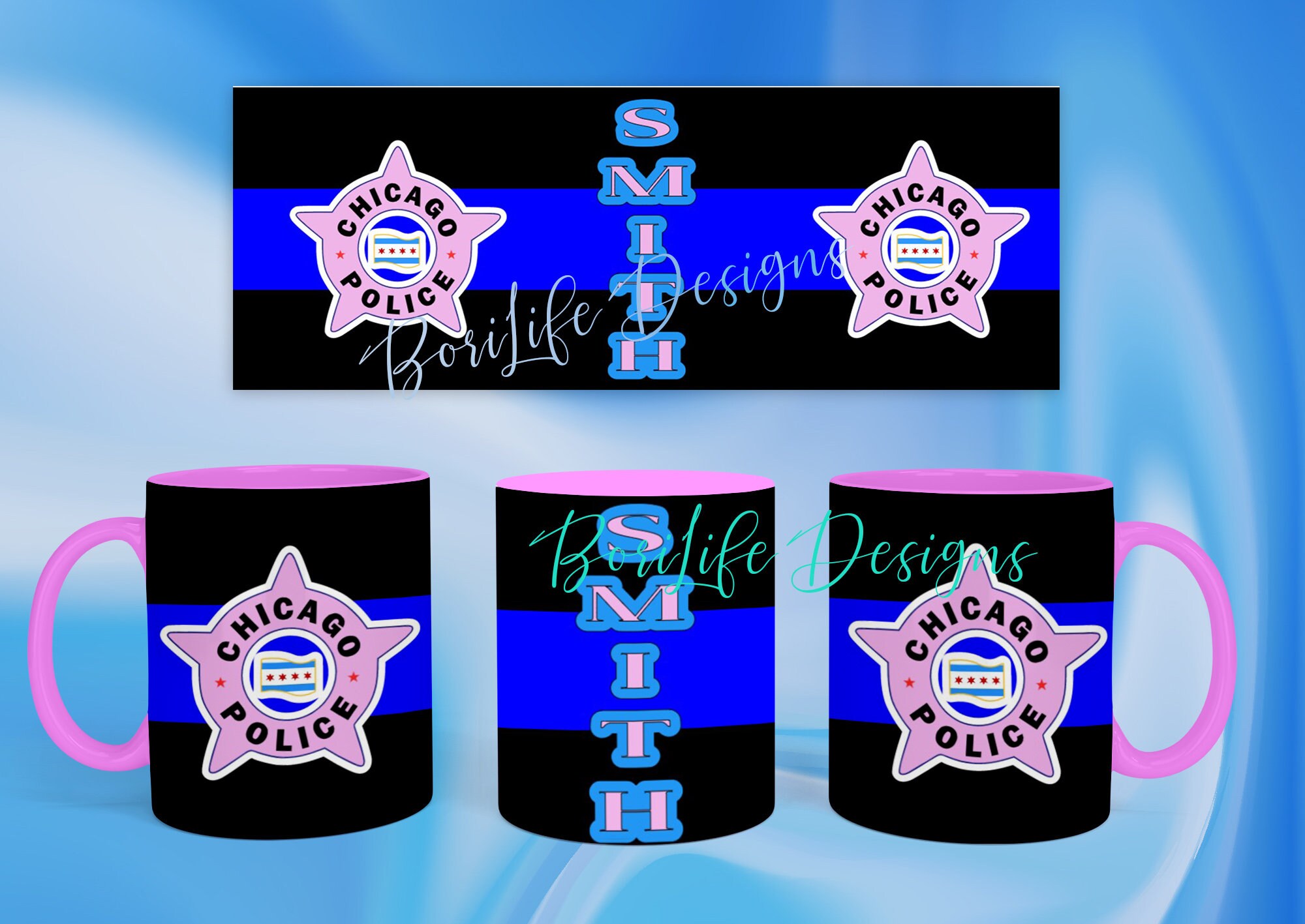 Chicago Gifts: CPD Thin Blue Line Design With Pink Chicago - Etsy