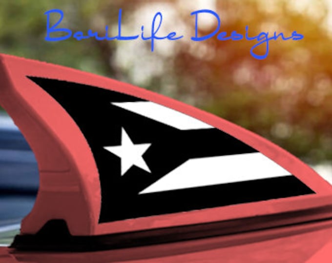 Set of Black and White Puerto Rico Flag Automobile Shark Fin Sticker ...