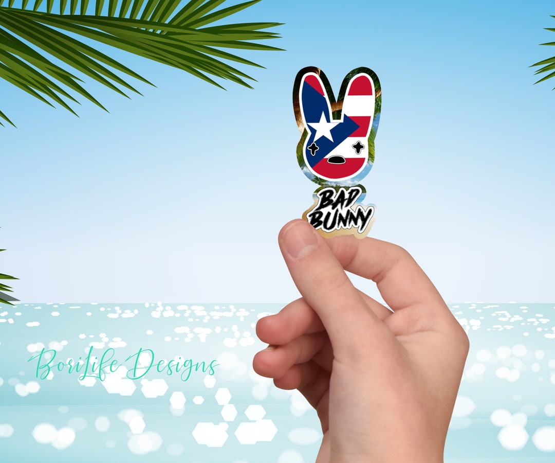 Bad Bunny PR Flag Style Sticker, Boricua, Puerto Rico, BB, - Etsy