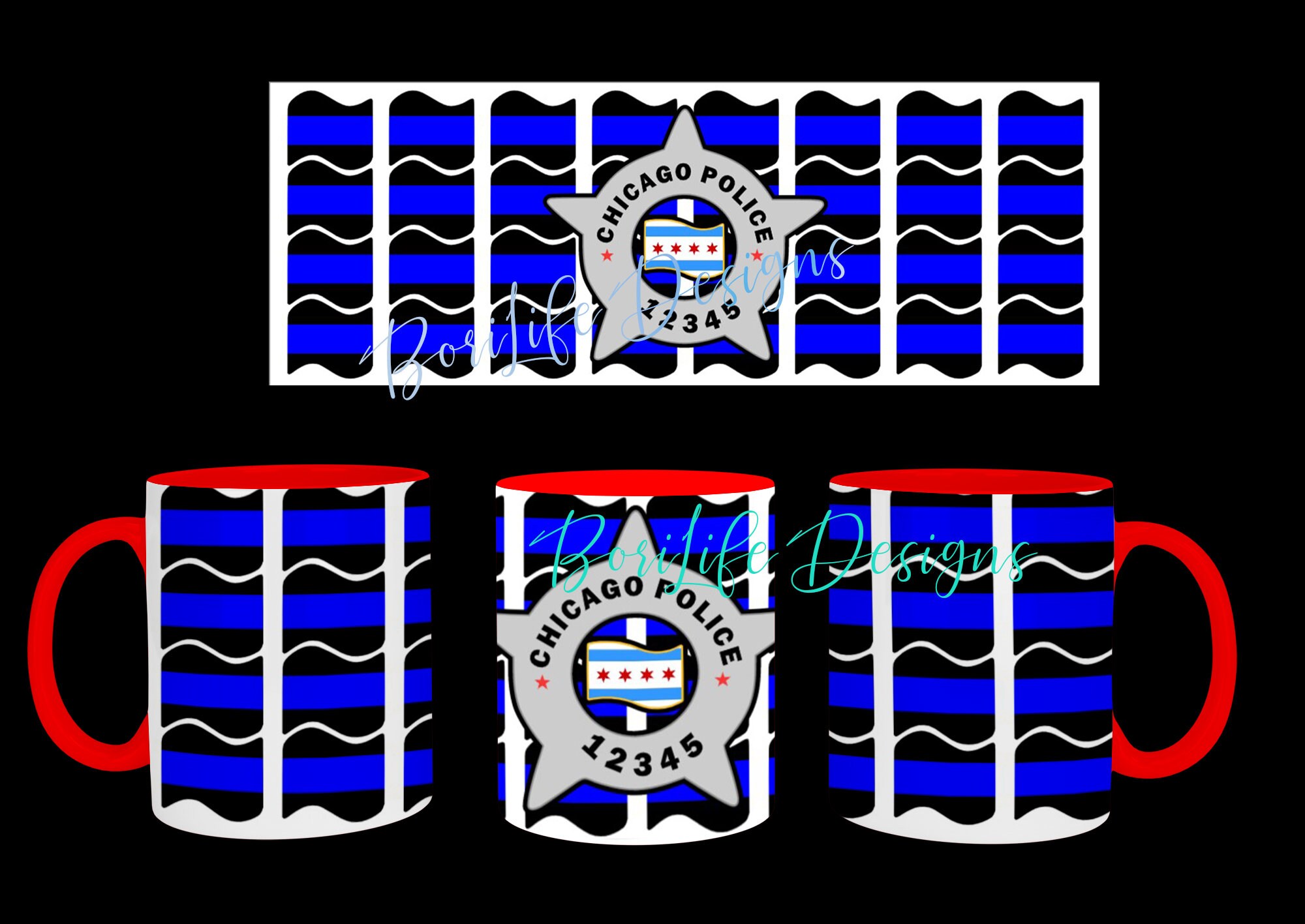 CPD Thin Blue Line Design Chicago Police Star With Waving Blue - Etsy