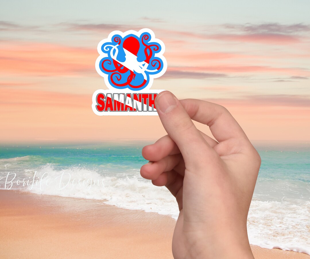 Personalized Scuba Diver Octopus Sticker - Etsy