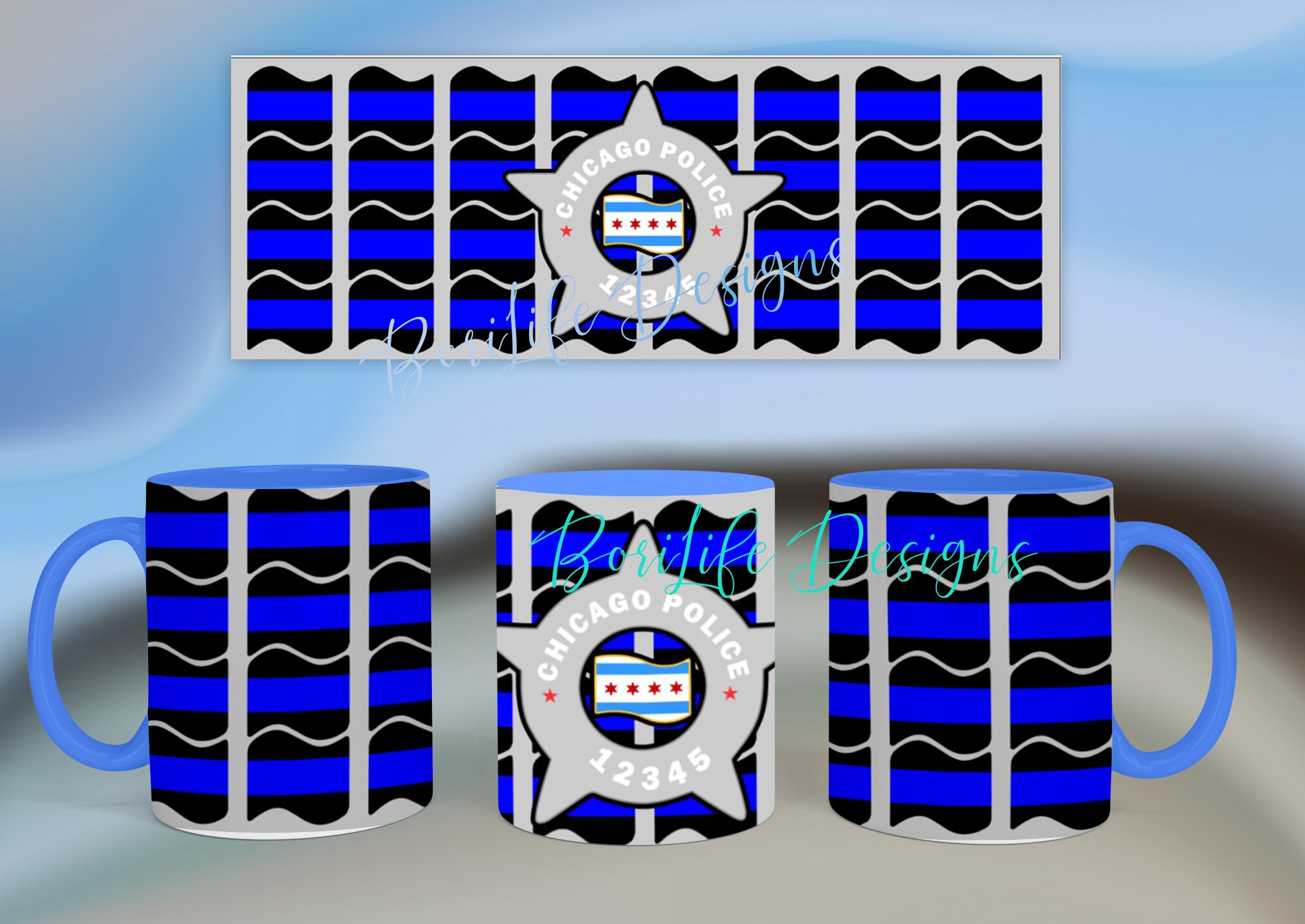 CPD Thin Blue Line Design Chicago Police Star With Waving Blue - Etsy