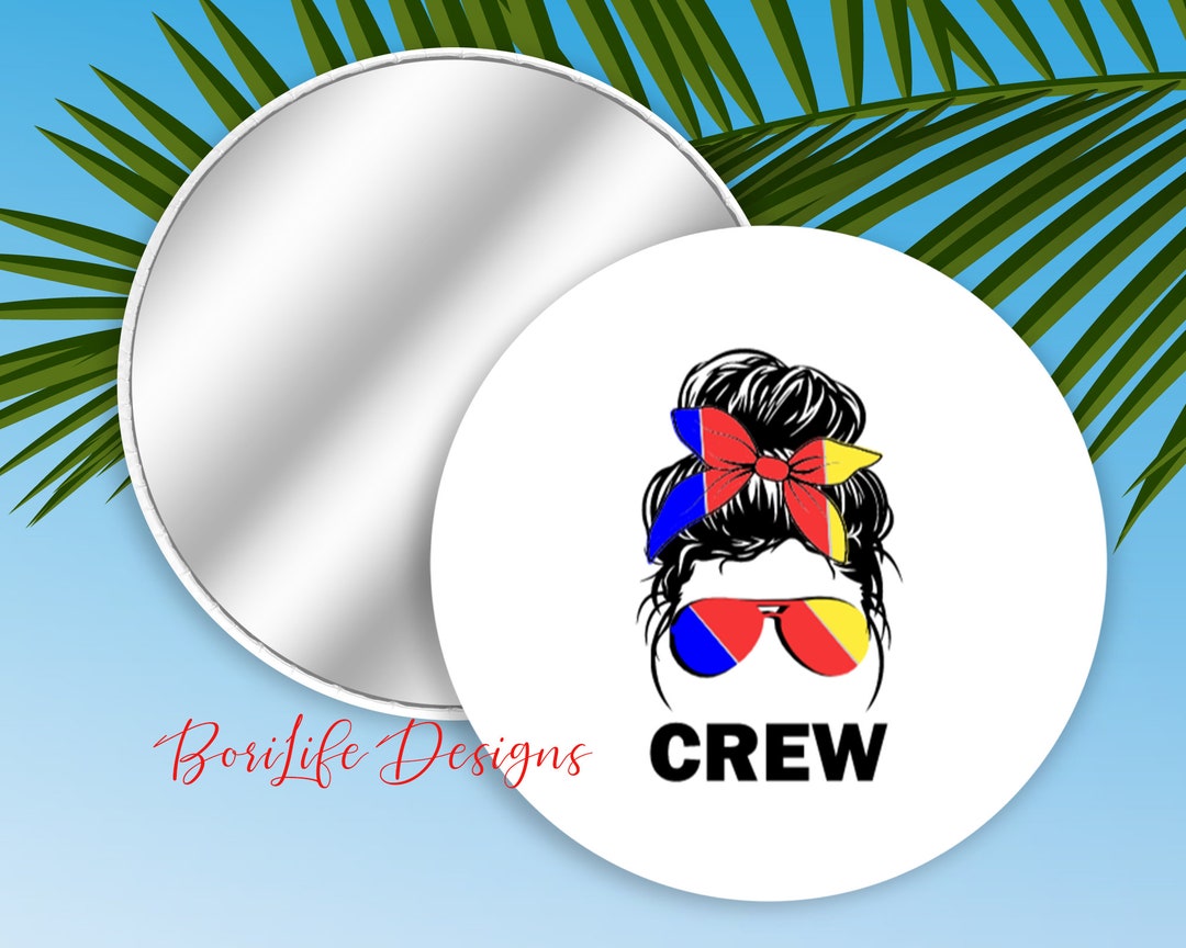 Flight Attendant 2.25in Mirror Back Button, Crew Mirror, Makeup Mirror ...