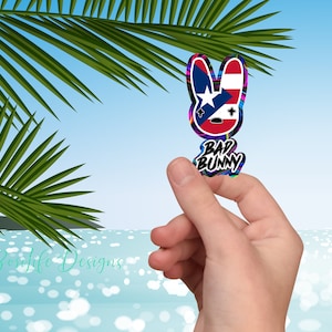 Bad Bunny PR Flag Style Sticker, Boricua, Puerto Rico, BB, - Etsy