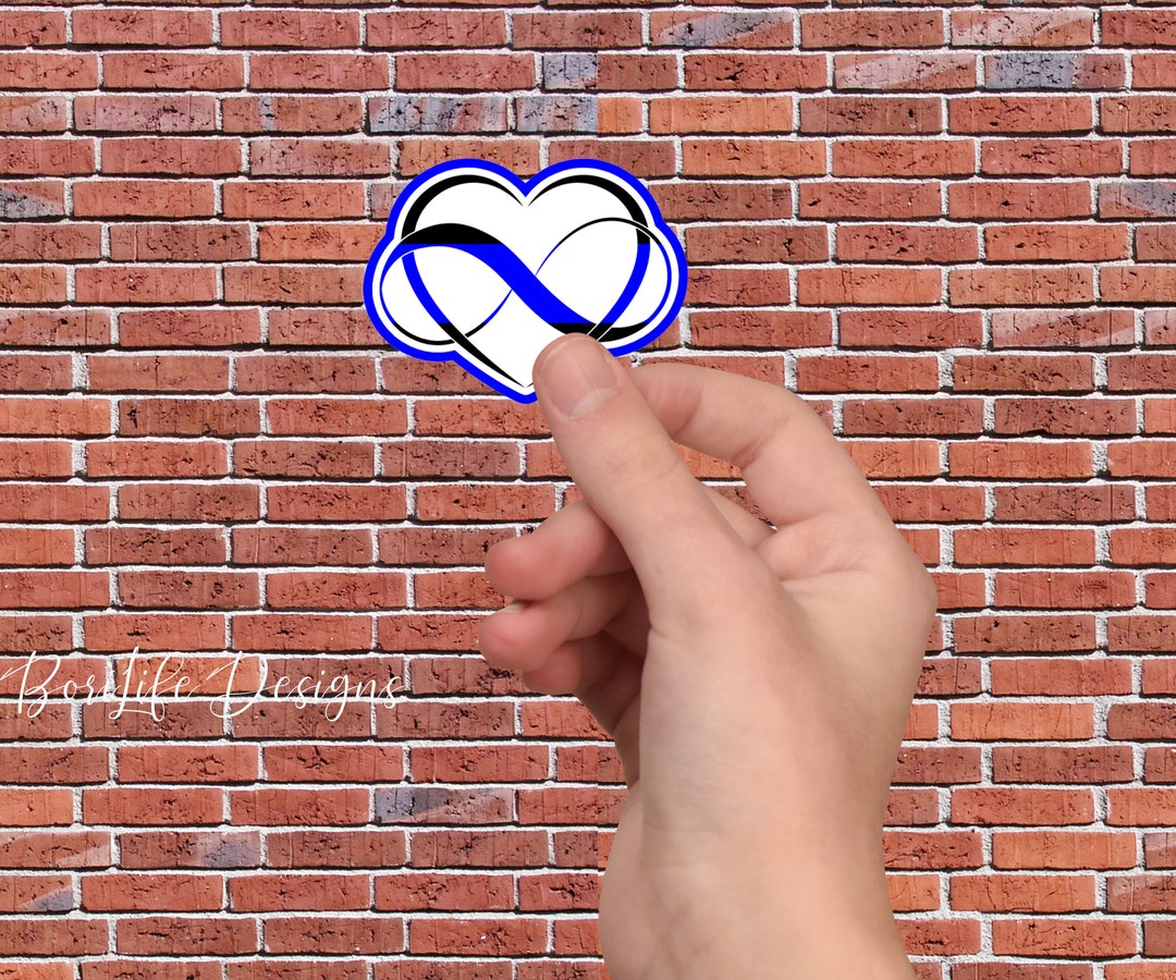 Blue Line Heart and Infinity Sticker - Etsy