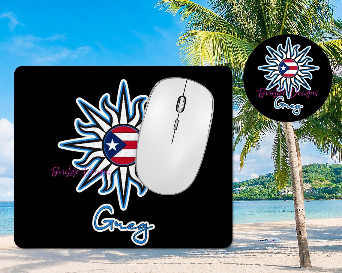 Personalized Puerto Rico Flag Star Mousepad and Matching - Etsy