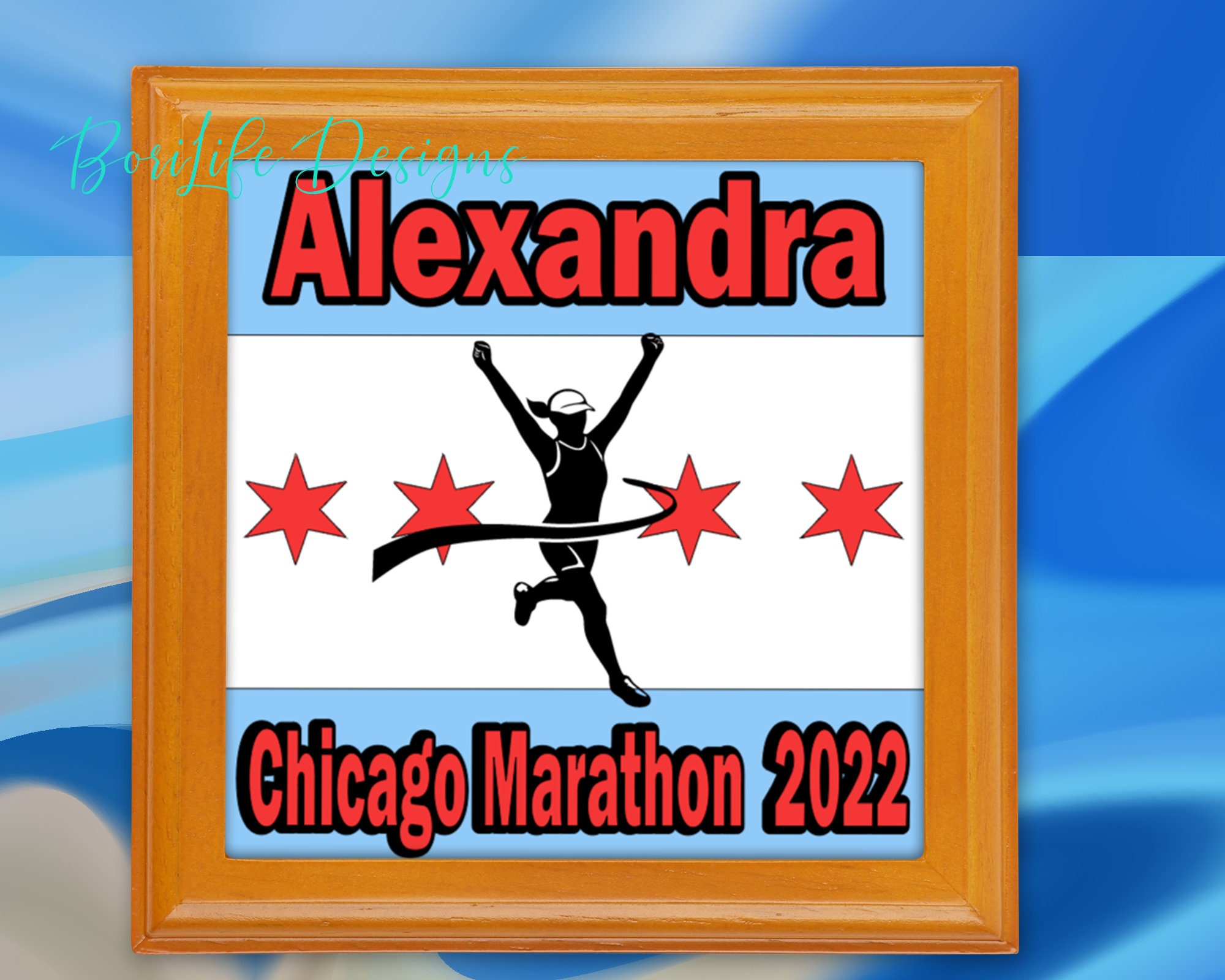 Personalized Chicago Marathon Female Runner Design Framed Tile - Etsy