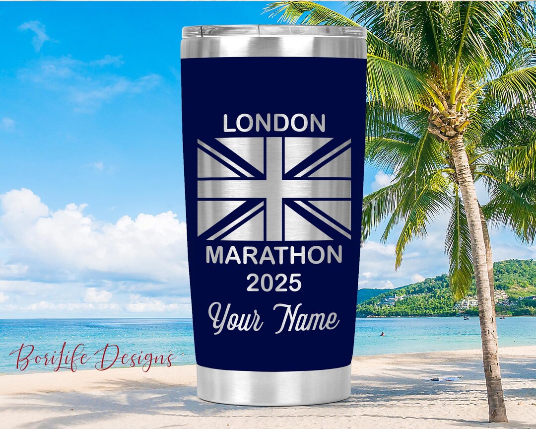 London Marathon 2025 Design Engraved 20oz Tumbler, Marathon Runner ...