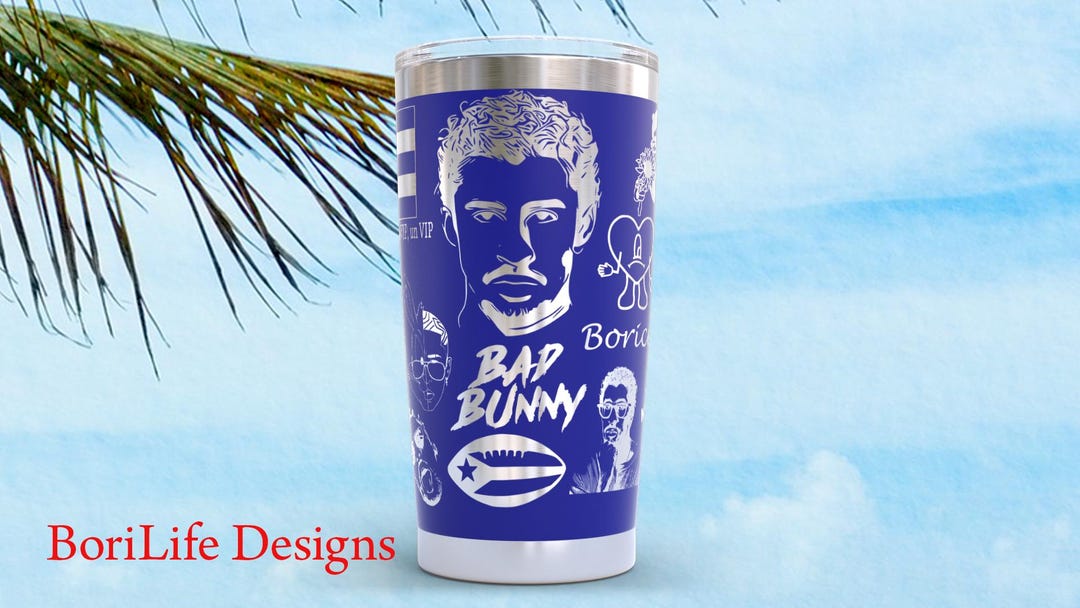 Bad Bunny, Laser Engraved 20oz Tumbler, Puerto Rico, Rapper, Reggaeton ...