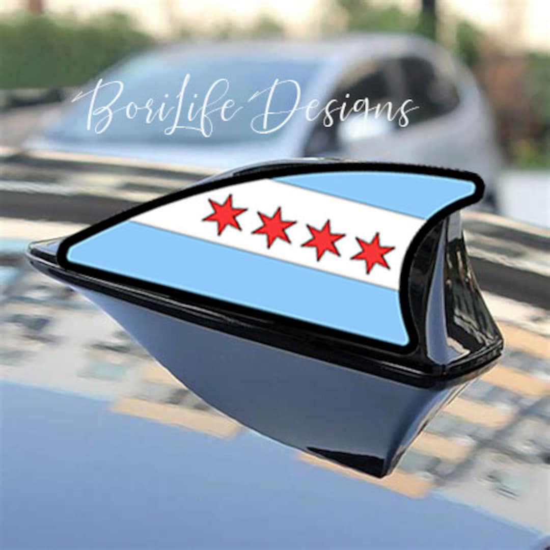 Set of Chicago Flag Automobile Shark Fin Sticker Design, Chicago Gifts, Sticker,shark Fin ...