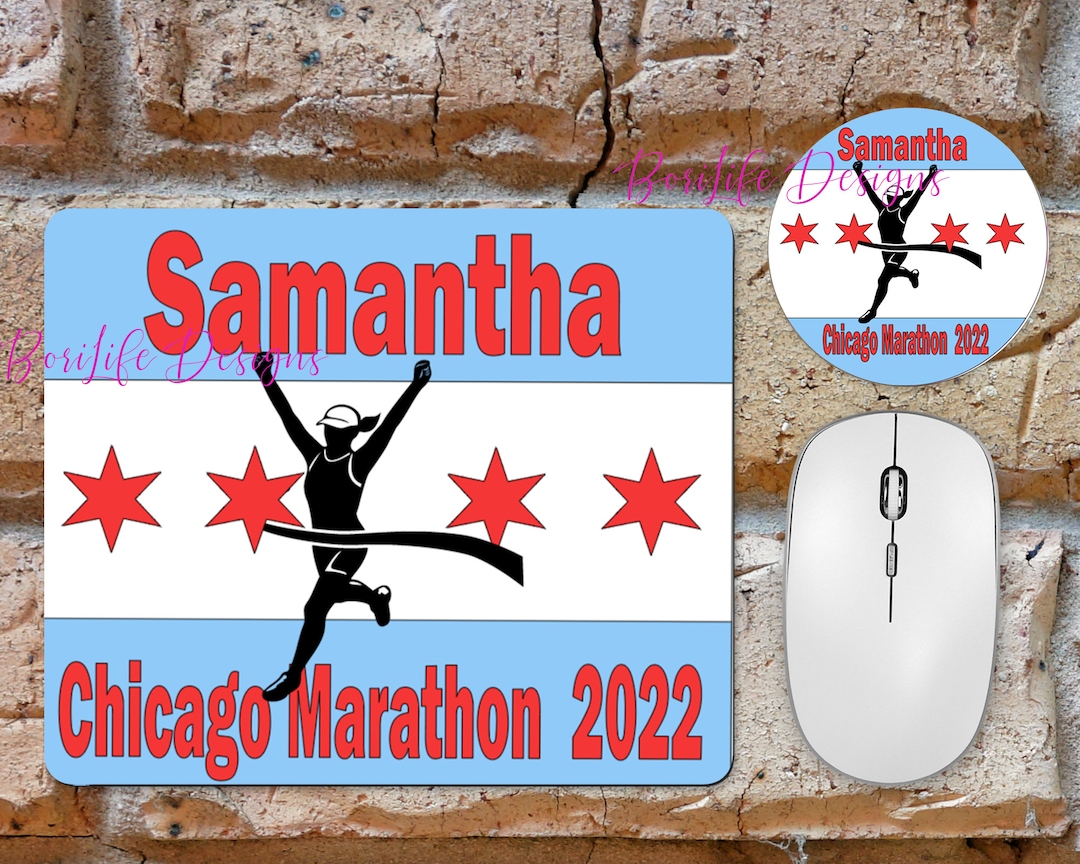 Personalized Chicago Marathon Flag Design Mousepad and Coaster Set ...