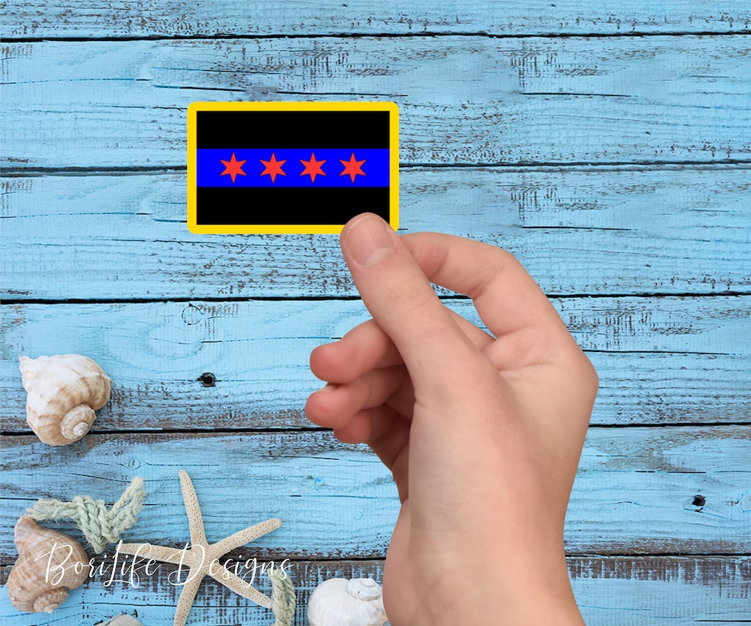 Blue Line Chicago Flag Sticker - Etsy
