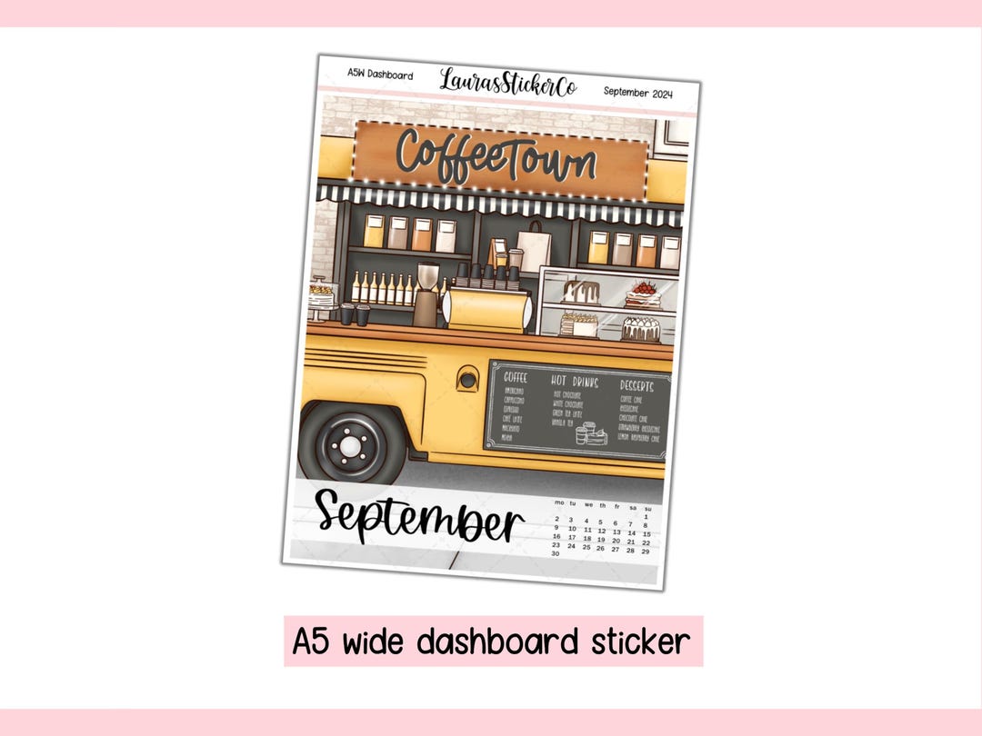 September 2024 Dashboard Cover Sticker Page for A5 Wide, Aura Estelle ...